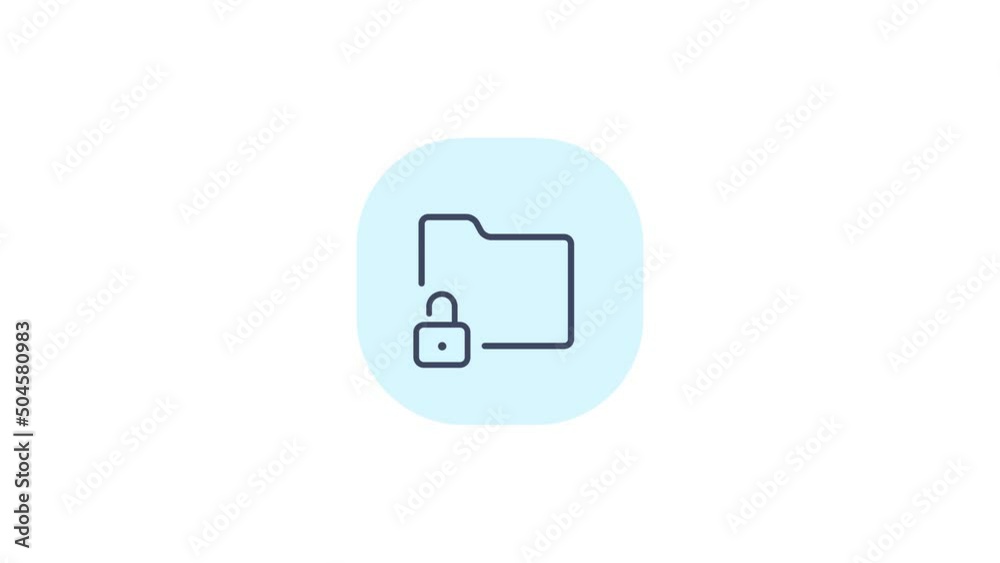 Linear animated folder with lock. Storage security with lock and unlock ...