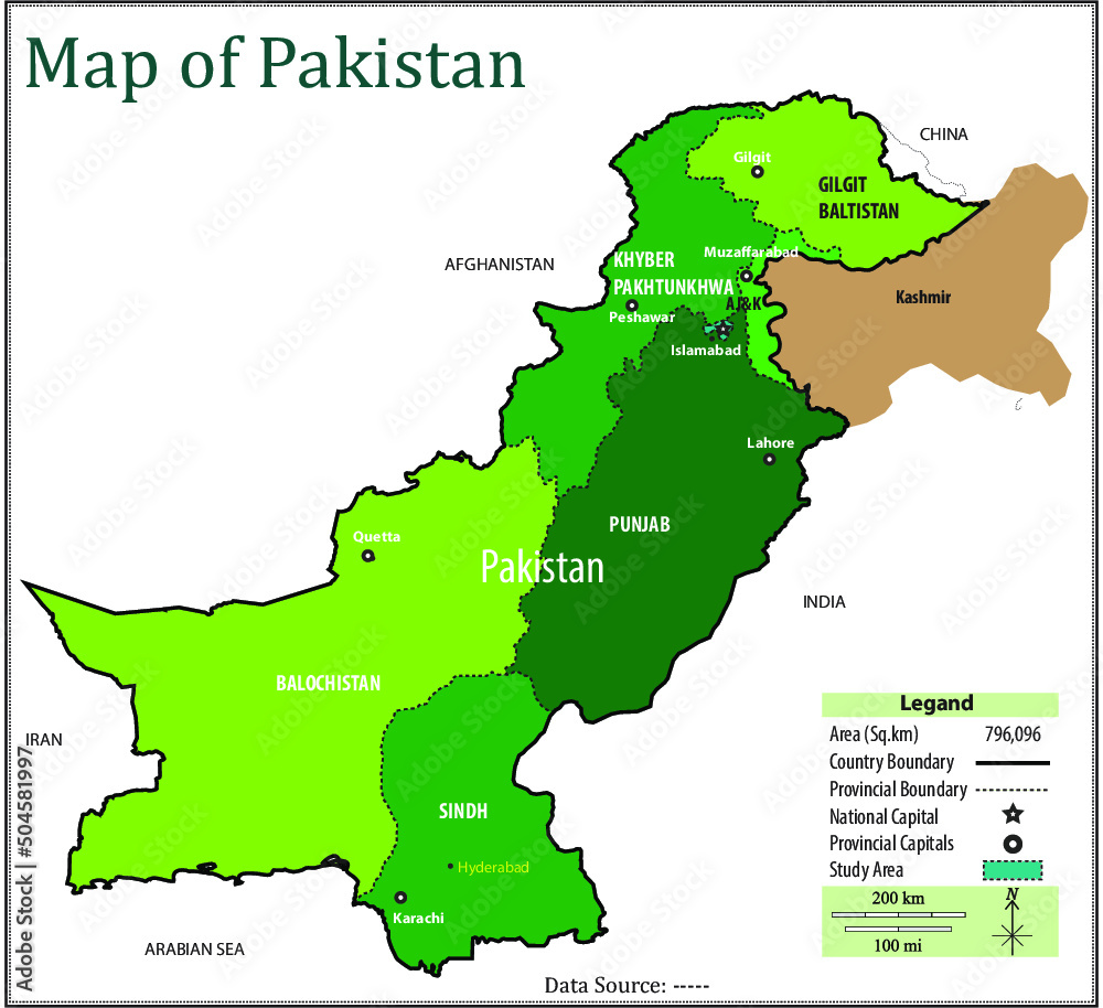 Pakistan Map Stock Vector | Adobe Stock