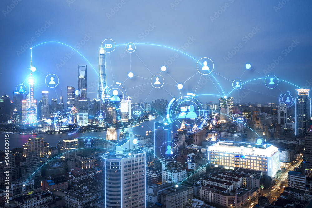 Technical picture of the concept of interconnection of all things in ...