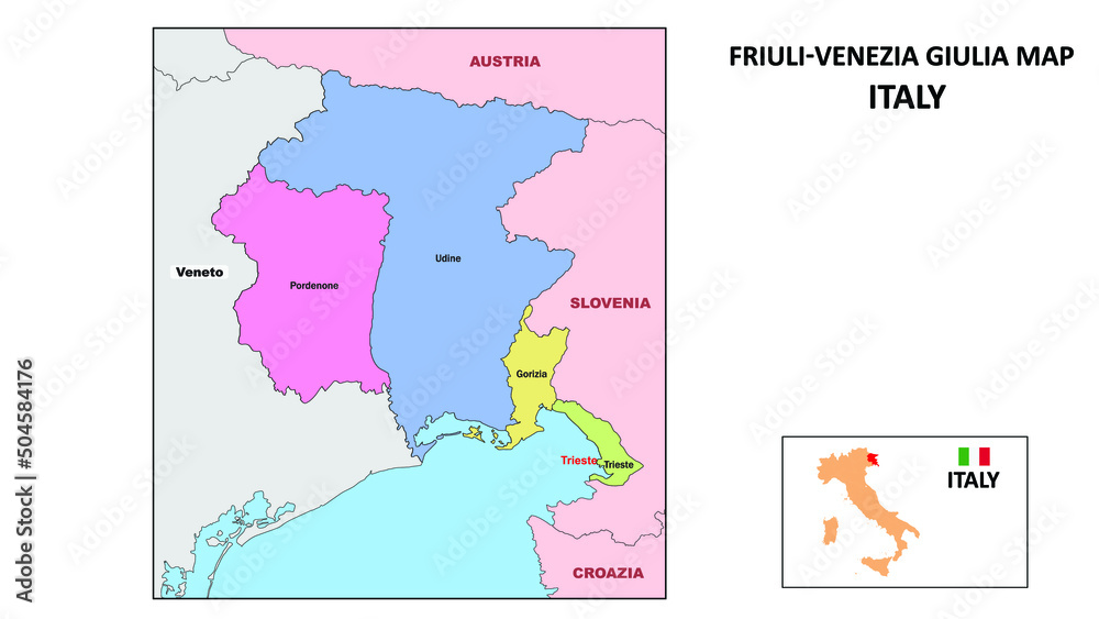 Friuli Venezia Giulia Map. State and district map of Friuli Venezia ... Friuli Venezia Giulia Map. State and district map of Friuli Venezia ...