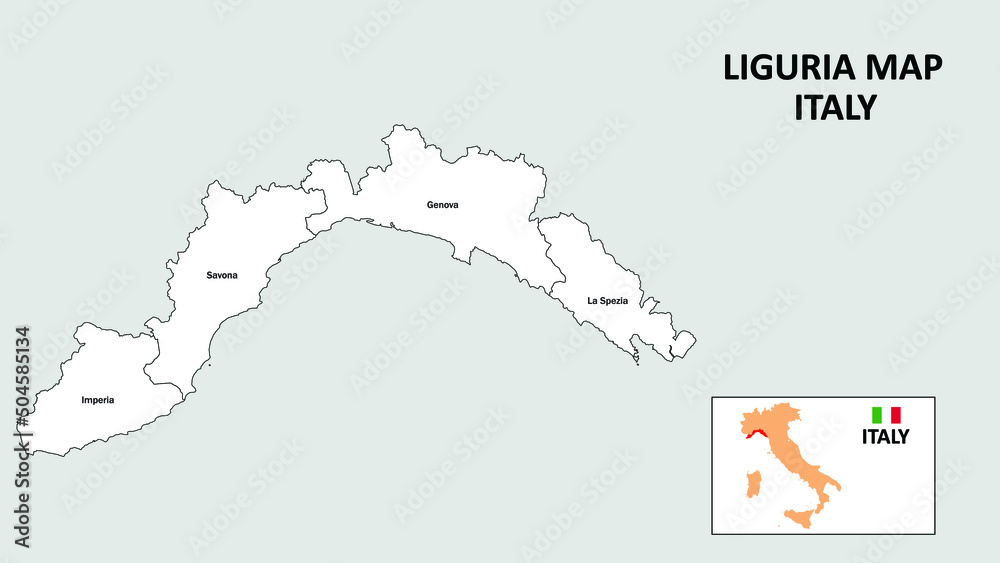 Liguria Map. State and district map of Liguria. Administrative map of ...