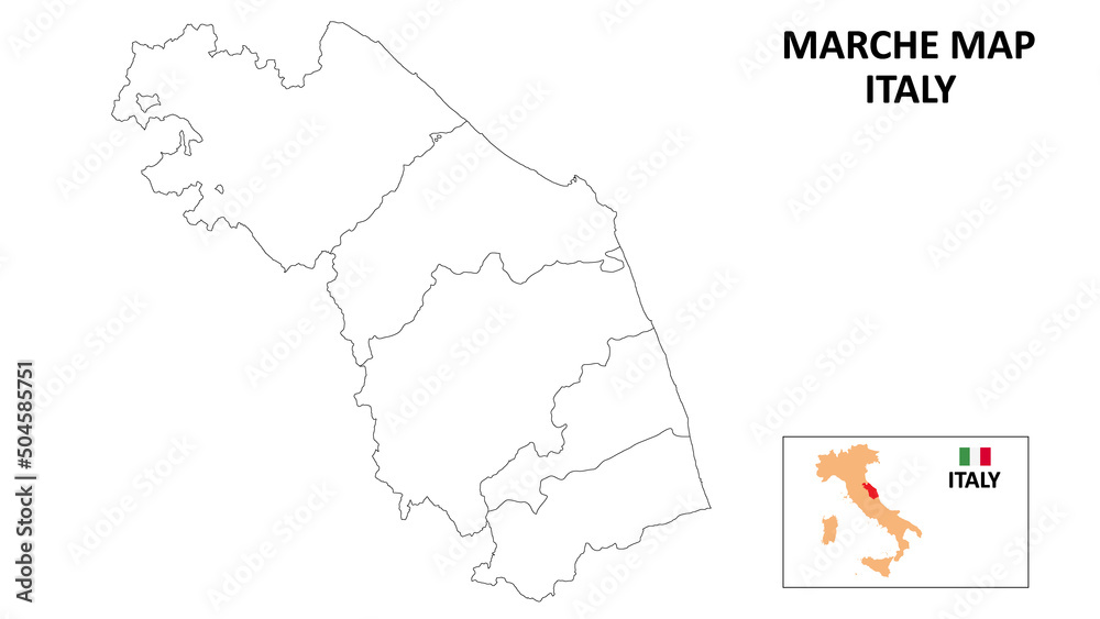 Fototapeta mapa świata dla dzieci Marche Map. State and district map of ...