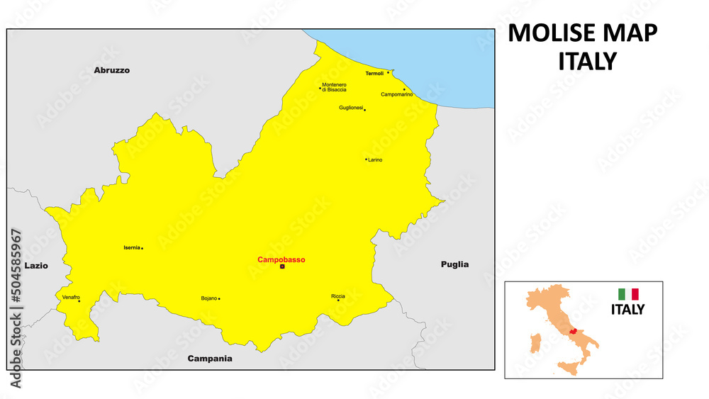 Molise Map. State and district map of Molise. Political map of Molise ...