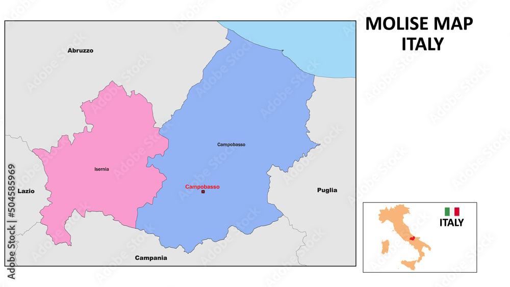 Molise Map. State and district map of Molise. Political map of Molise ...