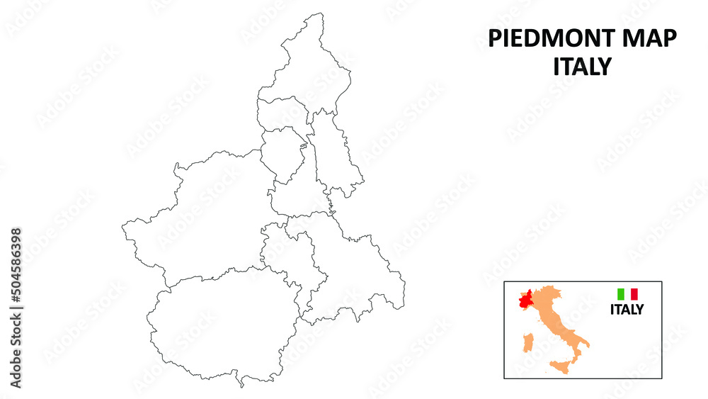 Fototapeta mapa świata dla dzieci Piedmont Map. State and district map ...