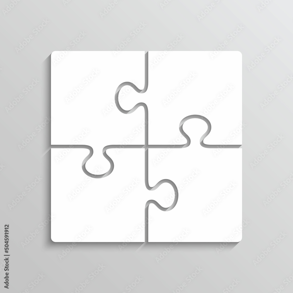 Puzzle template. Jigsaw pieces grid. Laser cut template with 4 details ...