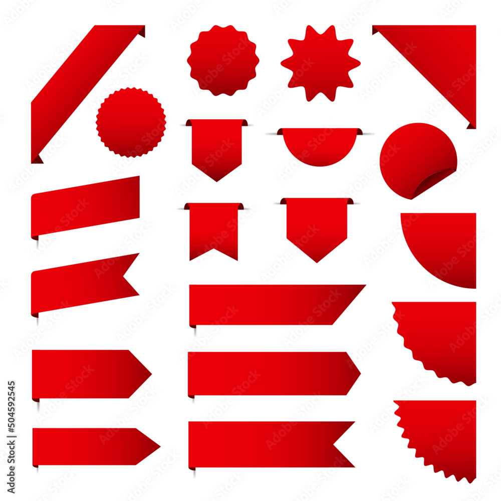 Order now red ribbons, online shopping web banners. Order now icons of ...