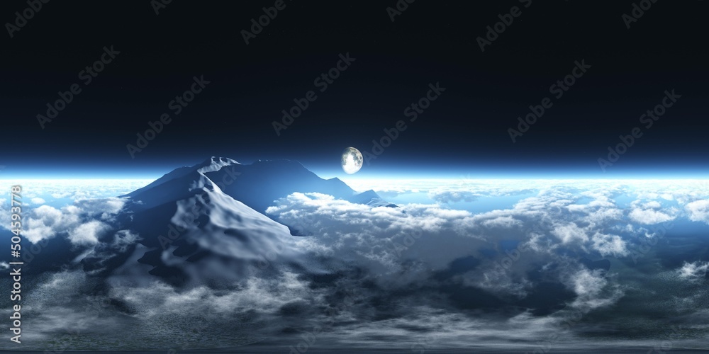 The moon over the clouds.HDRI, environment map , Round panorama ...