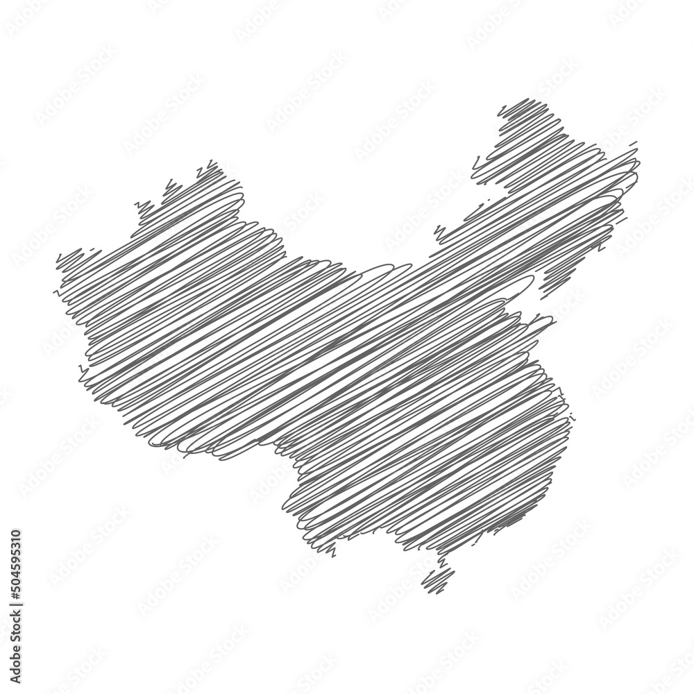 vector illustration of scribble drawing map of China Stock Vector ...