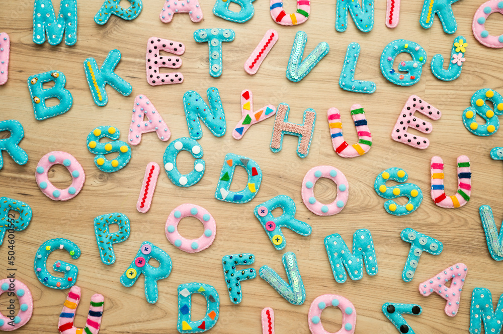 Hand made stuffed felt alphabet letters with decorations. DIY ideas for ...