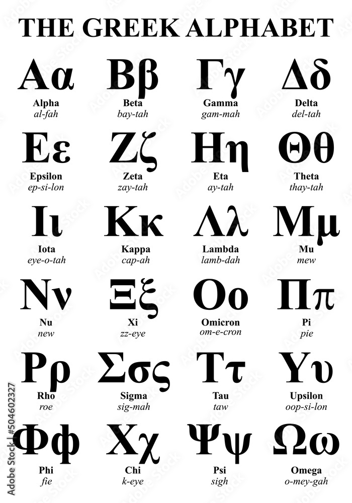 Greek Alphabet Letters And Symbols. Designed On White Background ...