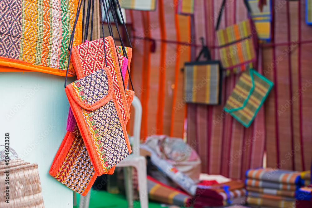 Mats, handicrafts made out of dried grass , on display during the ...