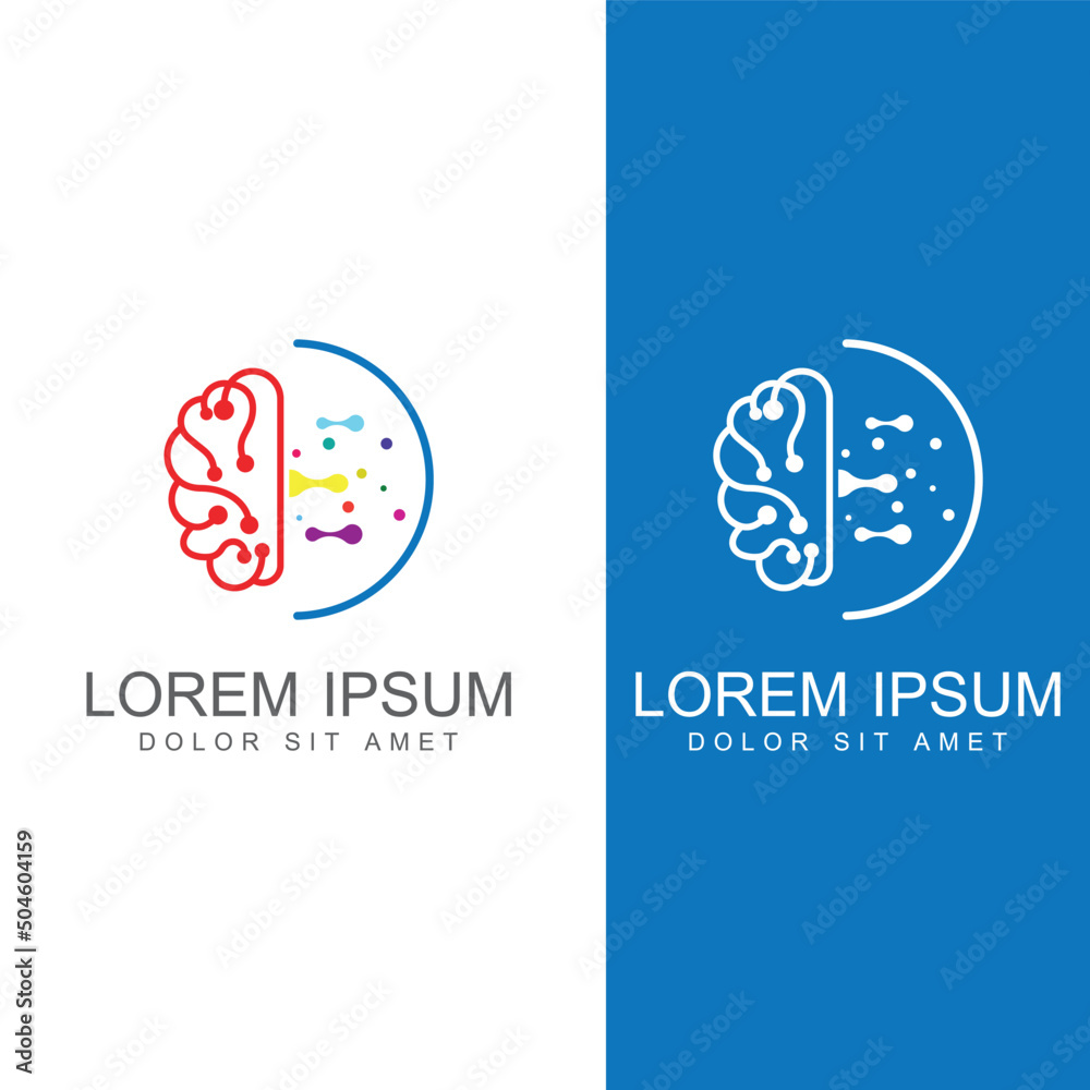 Brain logo. Brain logo with combination of technology and brain part ...