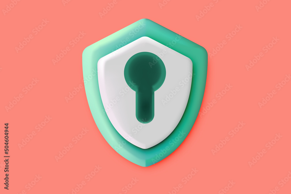 3d security safe icon. 3D shield protection icon with check for online ...