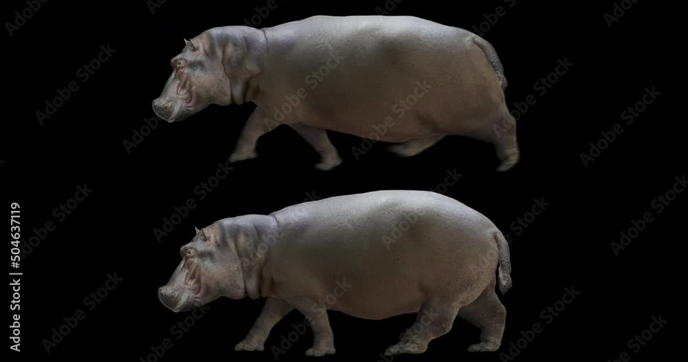 Set of hippo running is realistic animation. Isolated hippopotamus ...