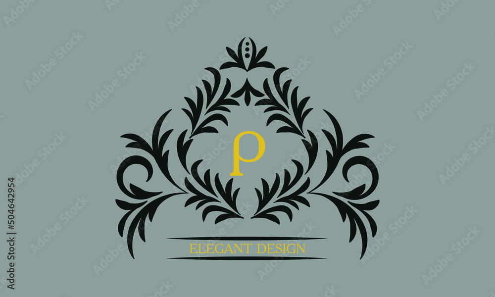Floral monogram for postcards, invitations, menus, labels with the ...
