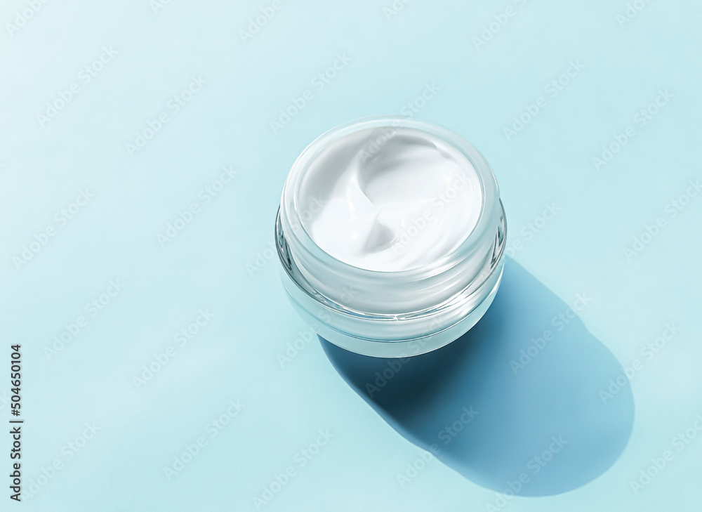 Face cream moisturiser jar as product sample on mint background, beauty ...
