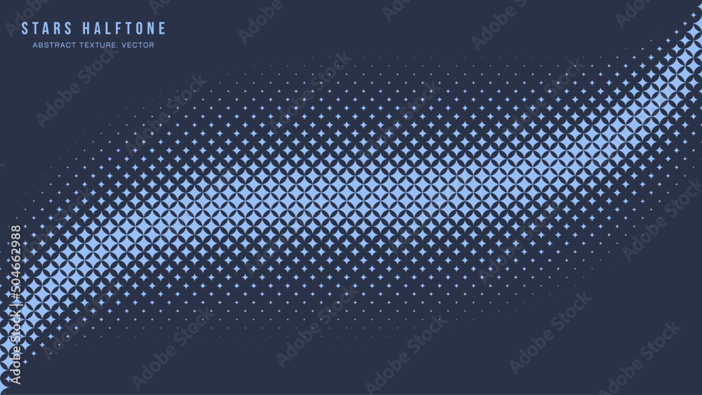 Stars Halftone Geometric Pattern Vector Smooth Curved Border Blue ...