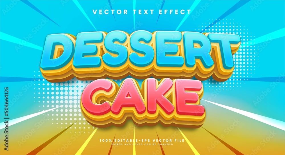 Dessert cake editable text effect suitable for sweet food menu. Stock ...