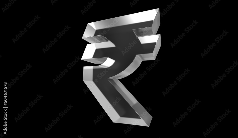 indian rupee or INR currency symbol of India made with Glass - 3d ...