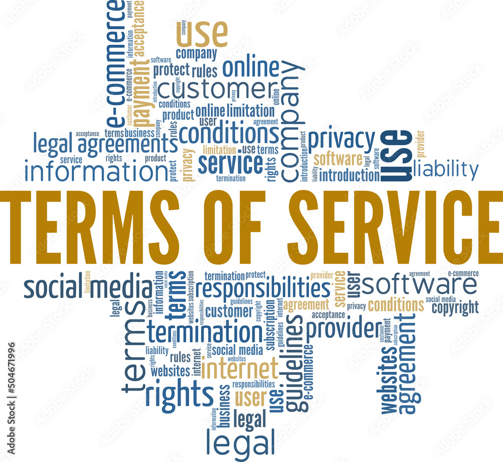 TOS - Terms of Service word cloud conceptual design isolated on white ...