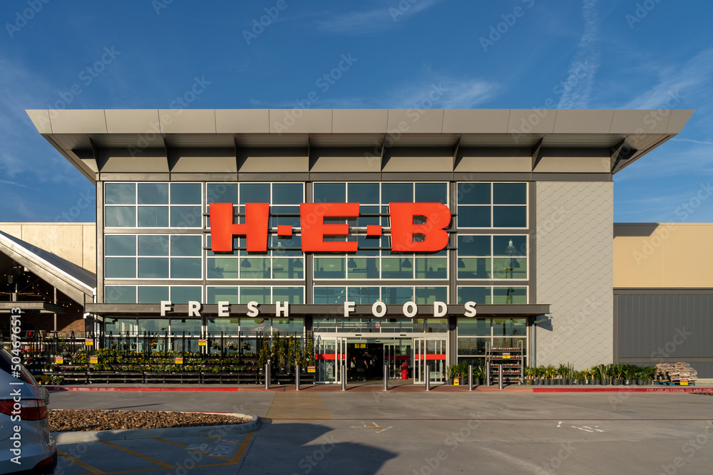 Houston, Texas, USA - March 3, 2022: A H-E-B supermarket in Houston ...