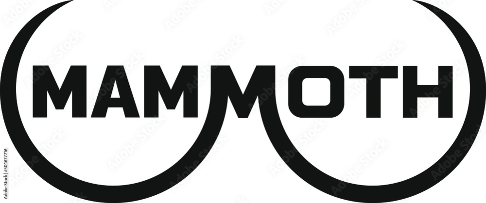 The Word "Mammoth" with the letter M Shaped like Mammoth Tusks Stock ...