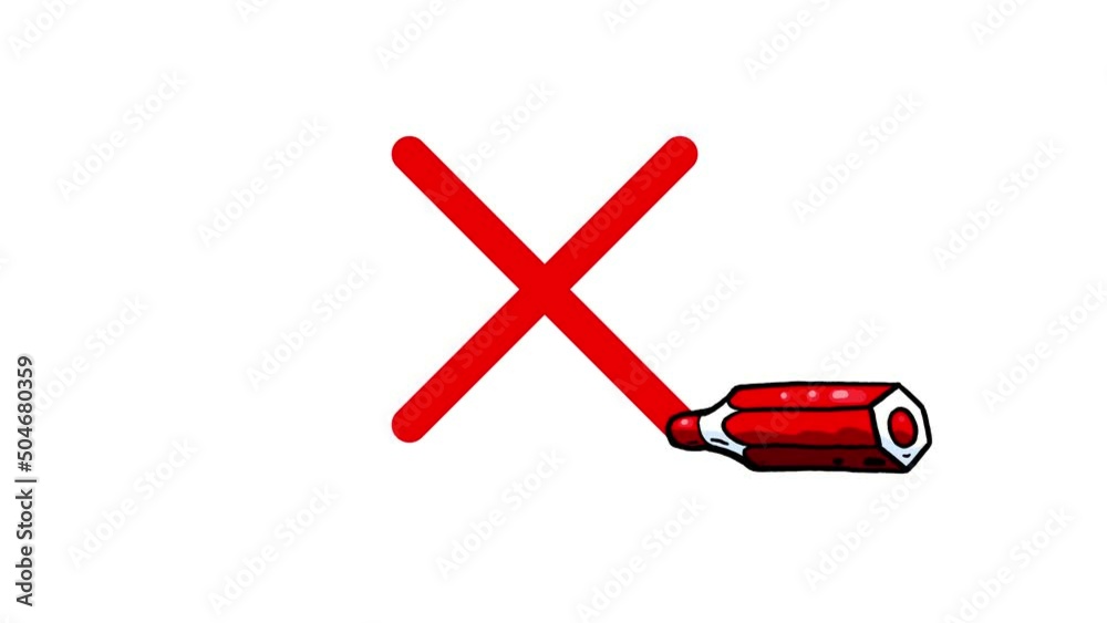 Ban sign forbidden prohibited drawing red cross. Red marker pencil ...