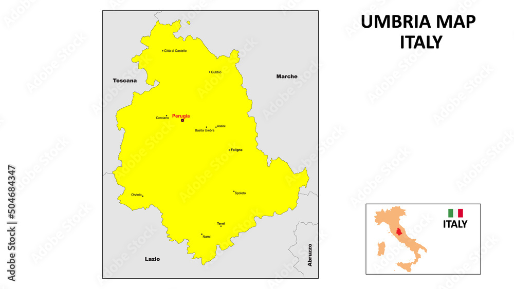 Umbria Map. State and district map of Umbria. Political map of Umbria ...
