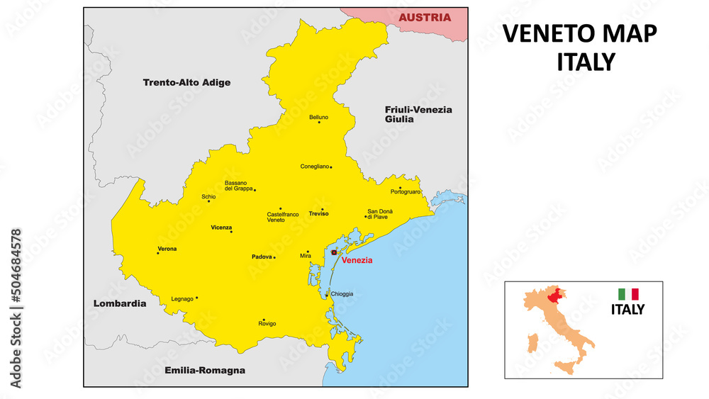 Veneto Map. State and district map of Veneto. Political map of Veneto ...