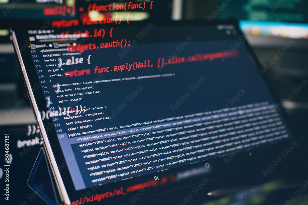 Modern Tech Php Syntax Highlighted Writing Programming Functions On Laptop Big Data And