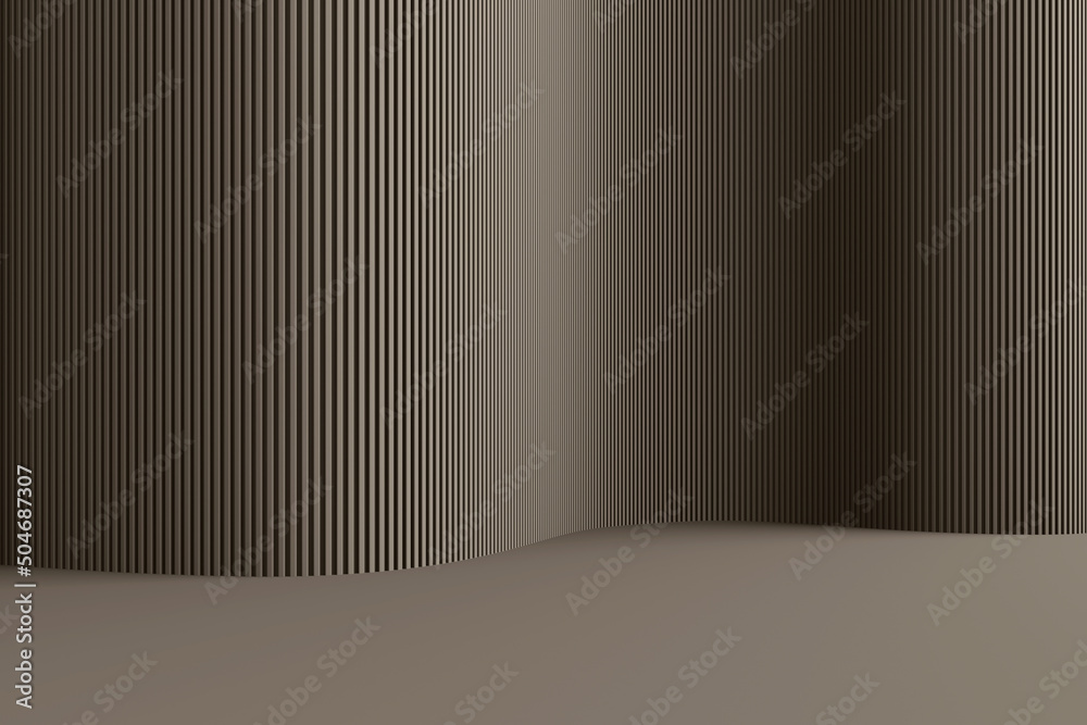 Platform product display wood black dark slats battens curve light ...