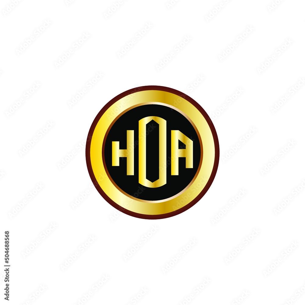 HOA letter circle logo design. HOA letter logo design with black ...