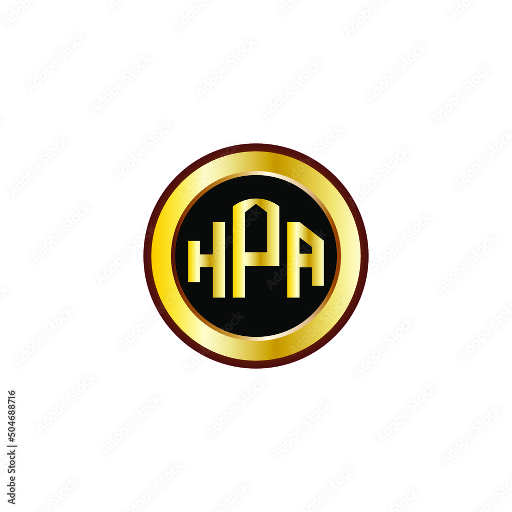 HPA letter circle logo design. HPA letter logo design with black ...