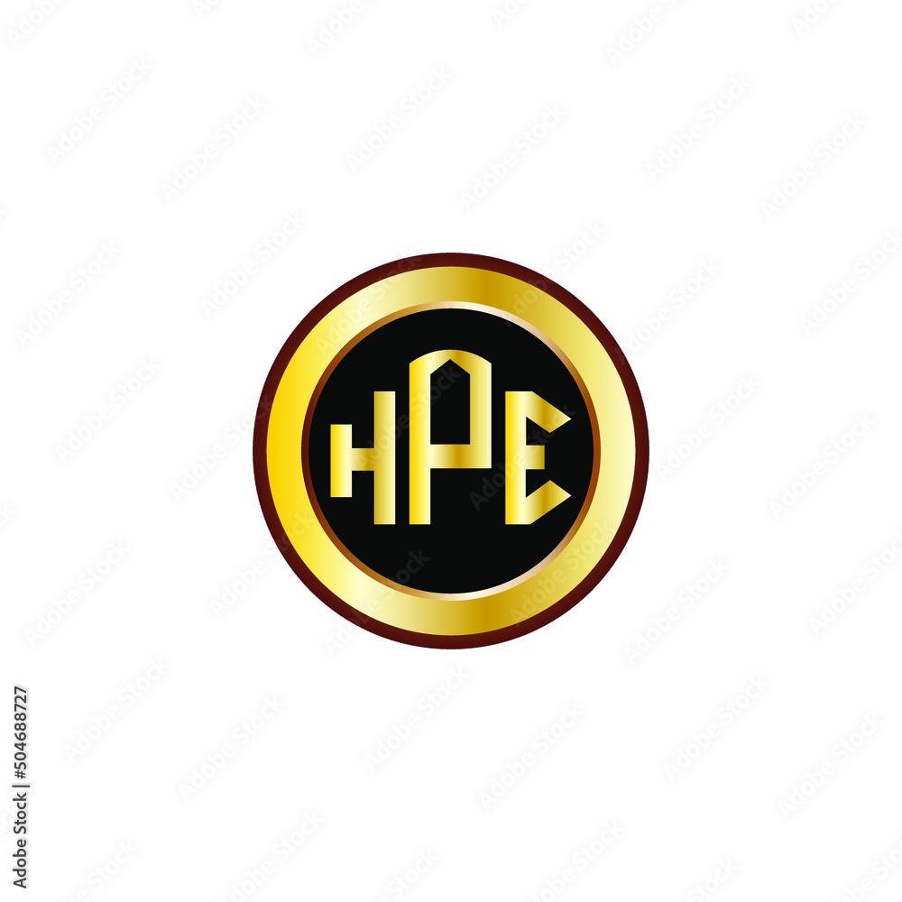HPE letter circle logo design. HPE letter logo design with black ...
