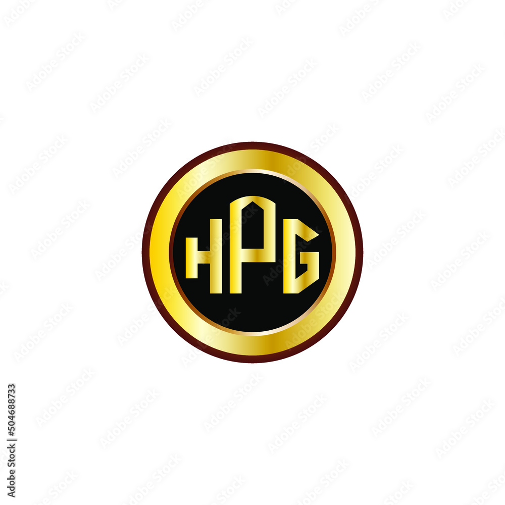 HPG letter circle logo design. HPG letter logo design with black ...
