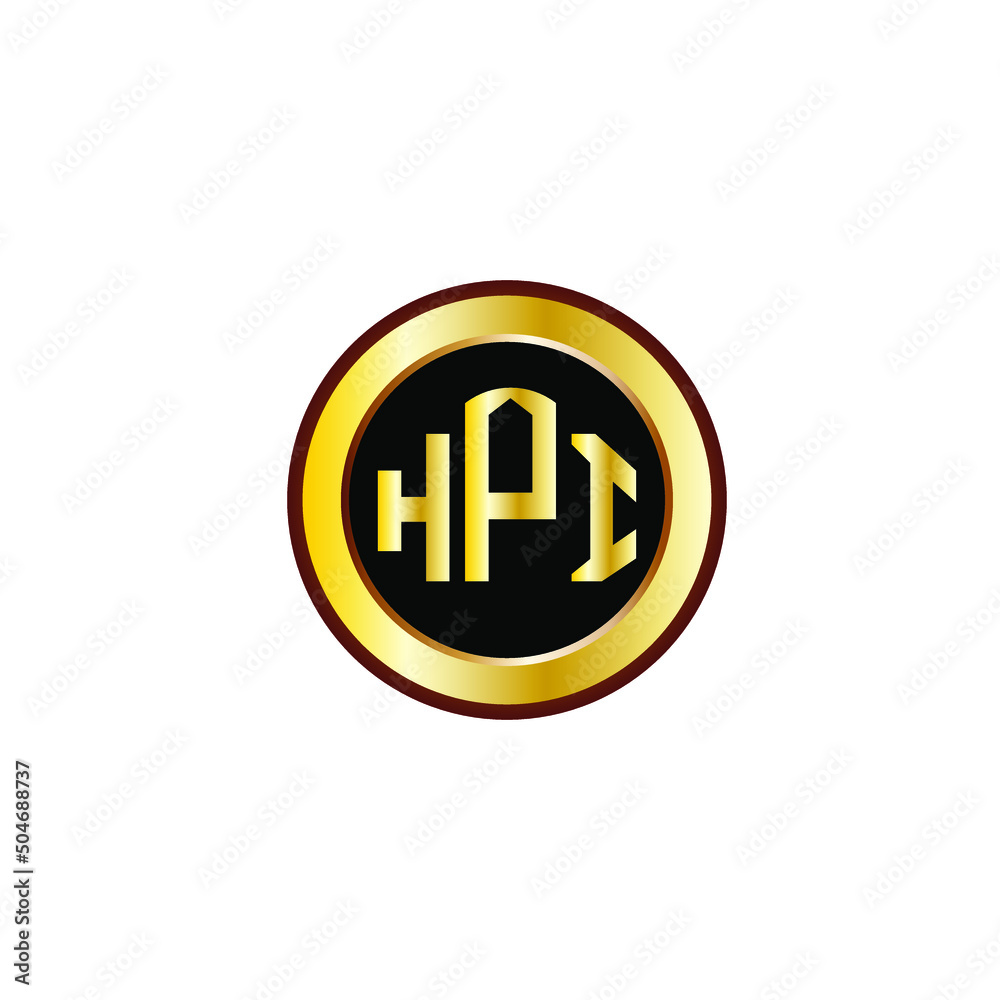 HPI letter circle logo design. HPI letter logo design with black ...