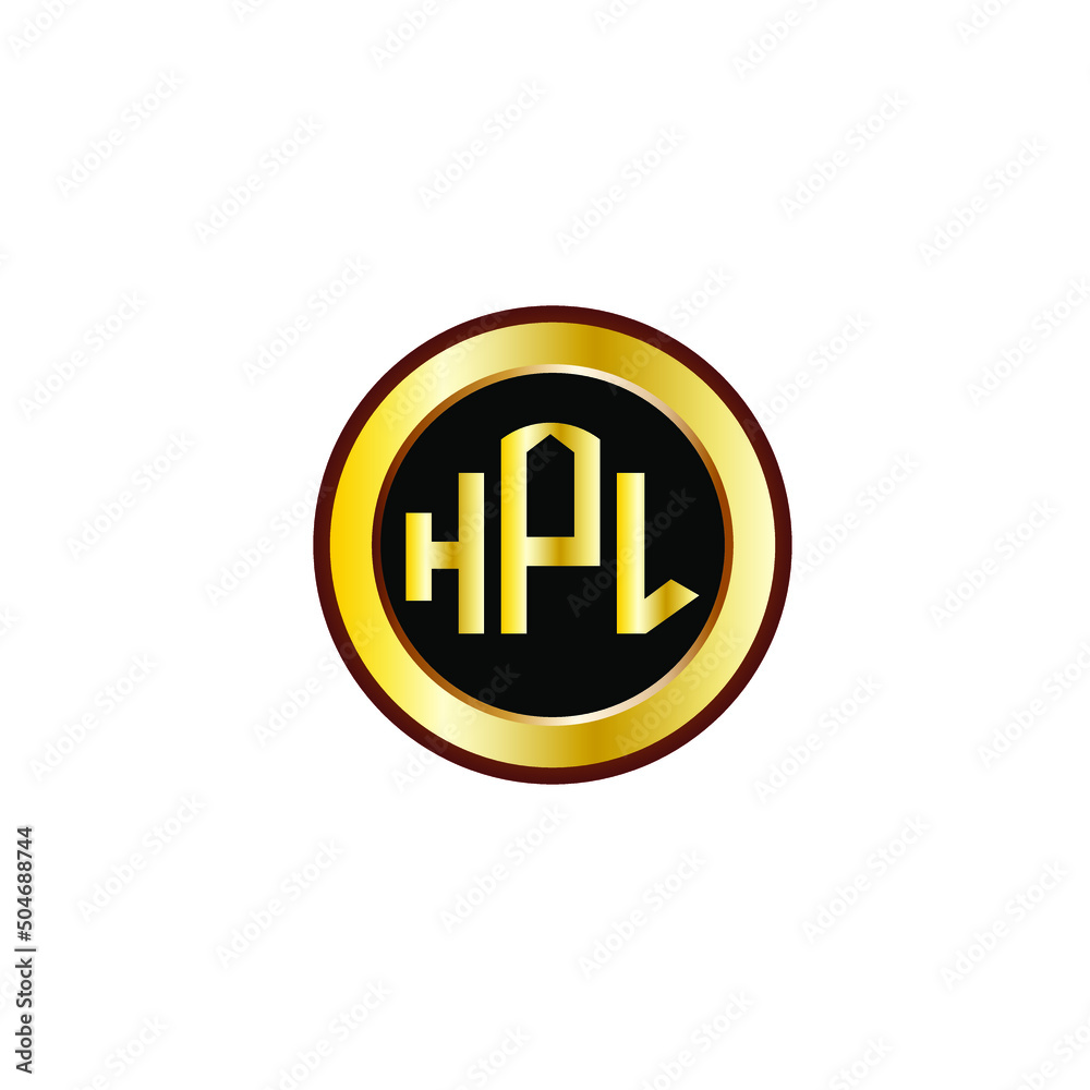 HPL letter circle logo design. HPL letter logo design with black ...
