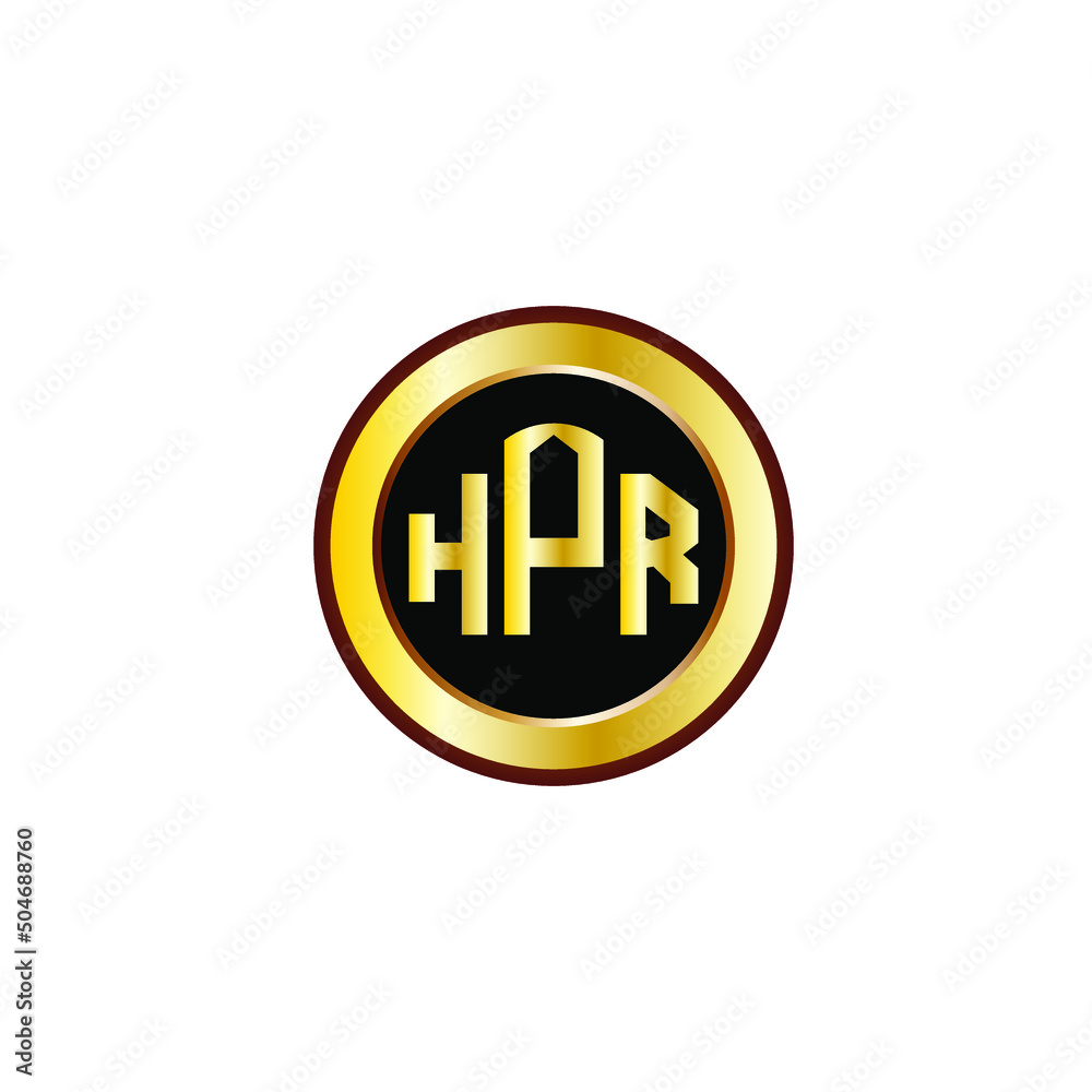 HPR letter circle logo design. HPR letter logo design with black ...