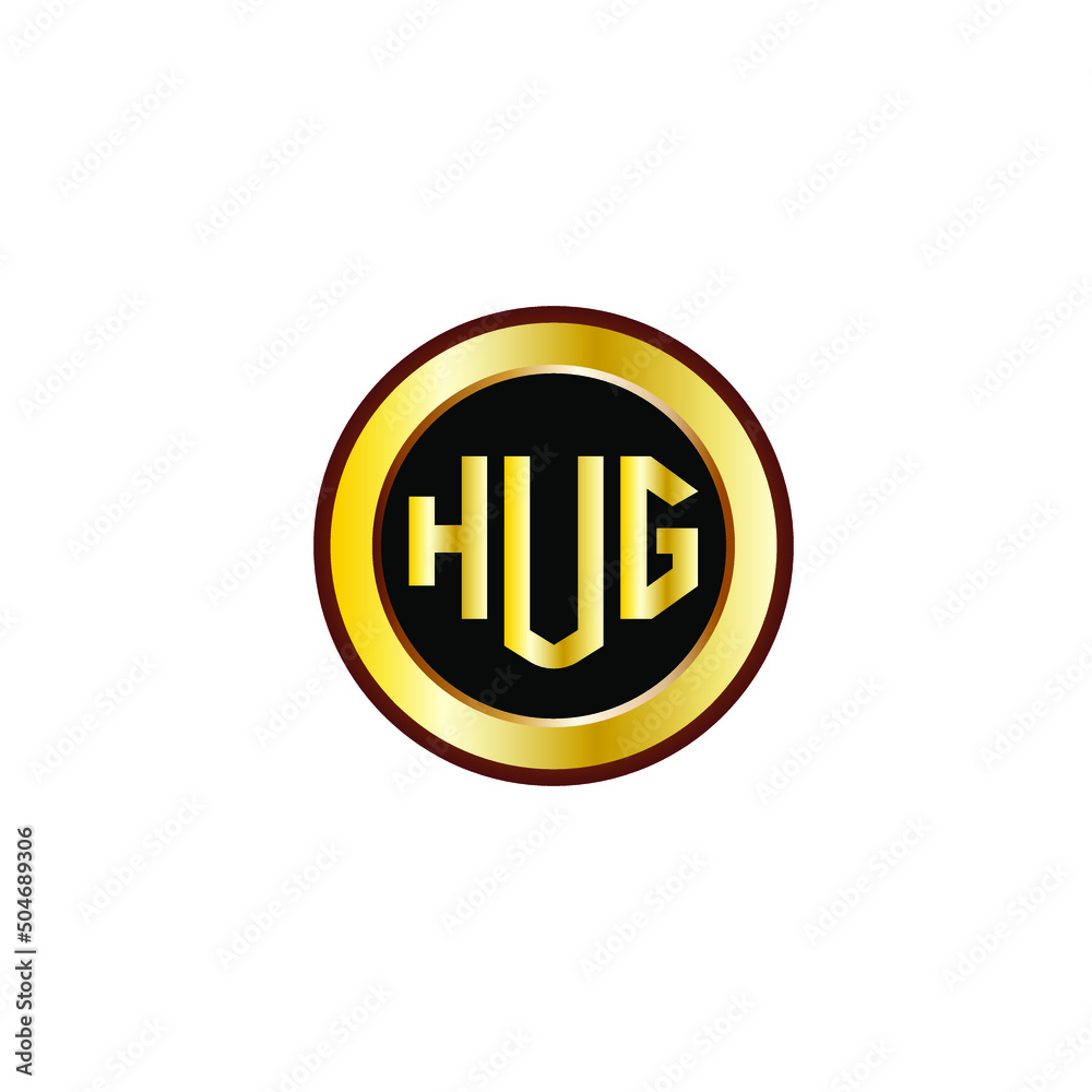 HUG letter circle logo design. HUG letter logo design with black background. HUG creative letter ...
