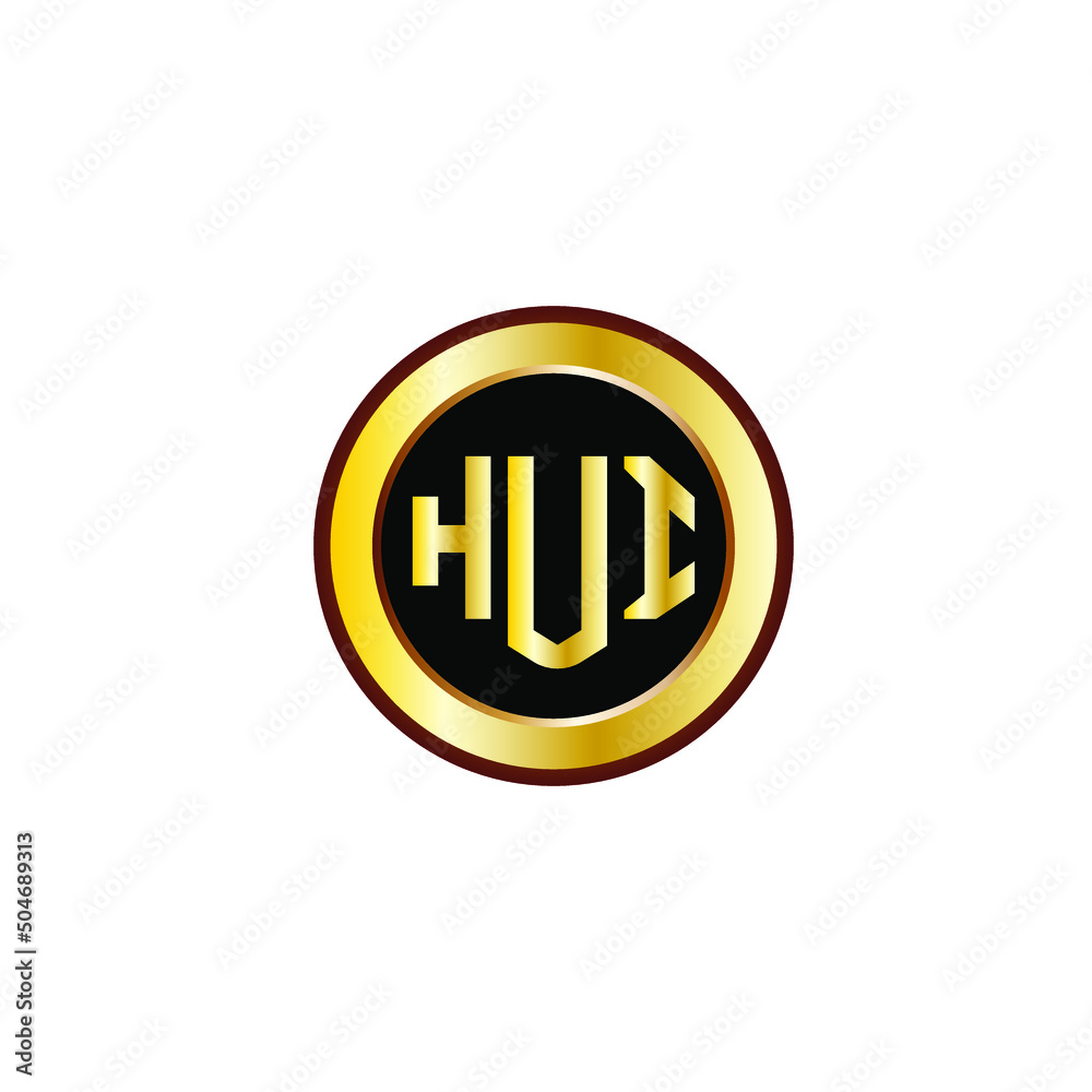 HUI letter circle logo design. HUI letter logo design with black ...