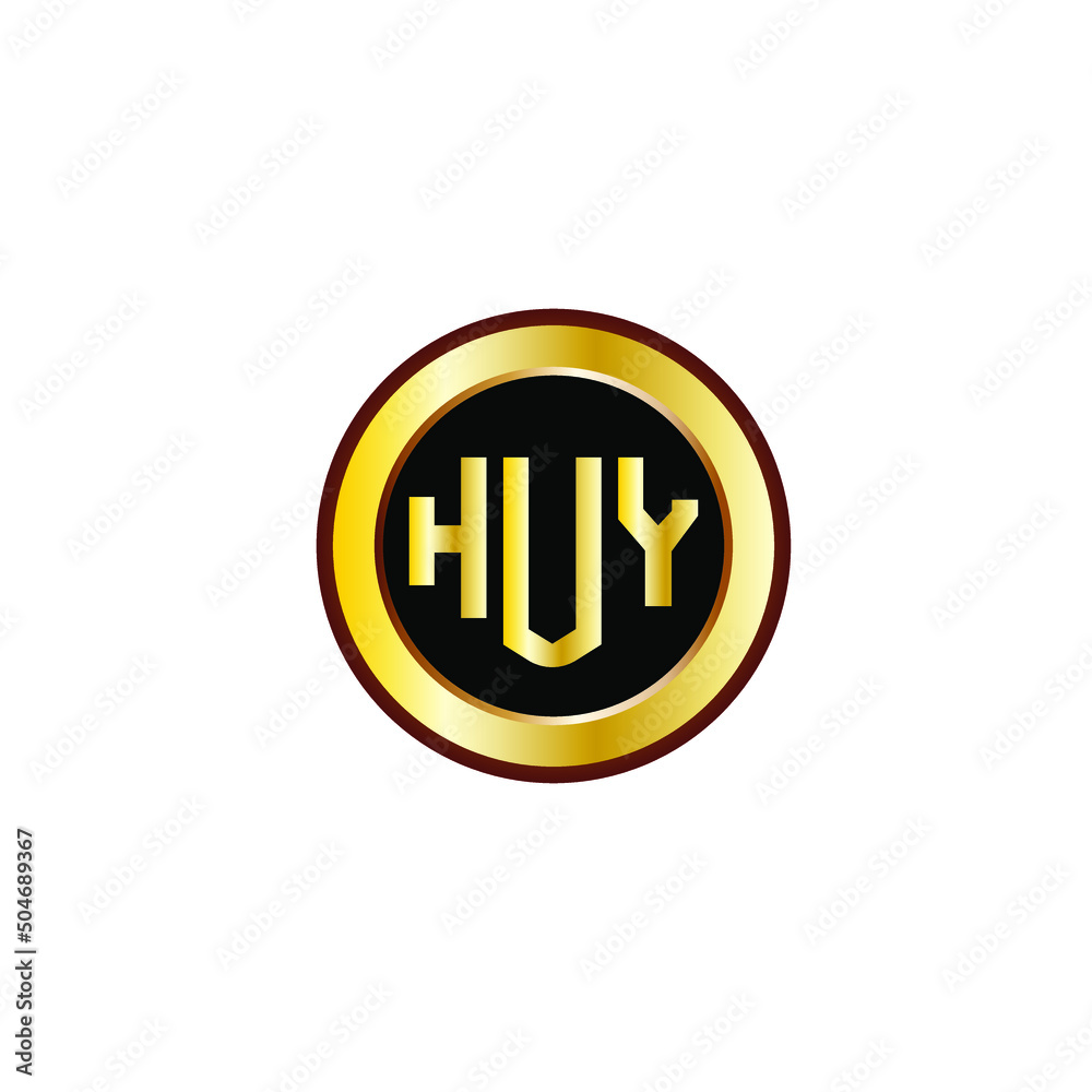 HUY letter circle logo design. HUY letter logo design with black ...