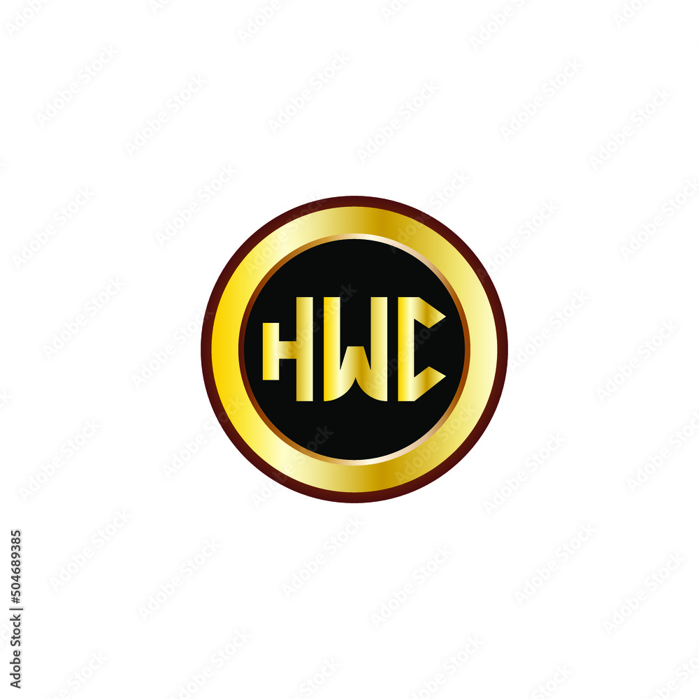 HWC letter circle logo design. HWC letter logo design with black ...