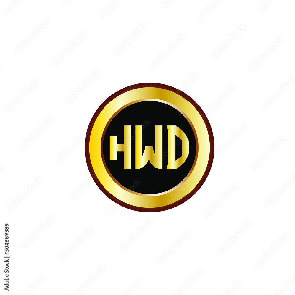 HWD letter circle logo design. HWD letter logo design with black ...