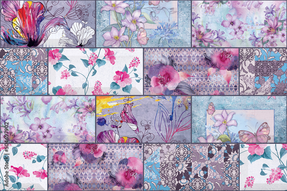 Multicolor Digital Wall Tile Decor For interior Home or Ceramic wall ...