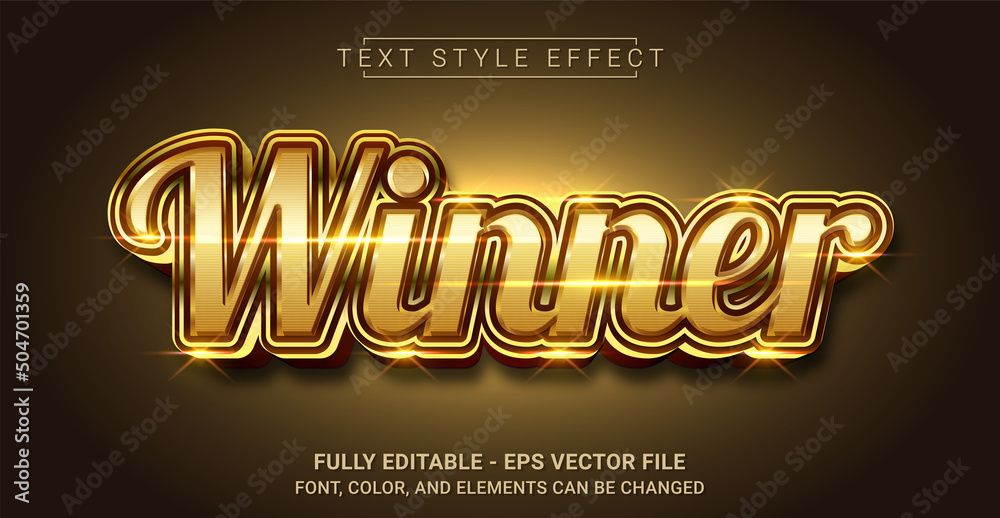 Winner Text Style Effect. Editable Graphic Text Template. Stock Vector ...