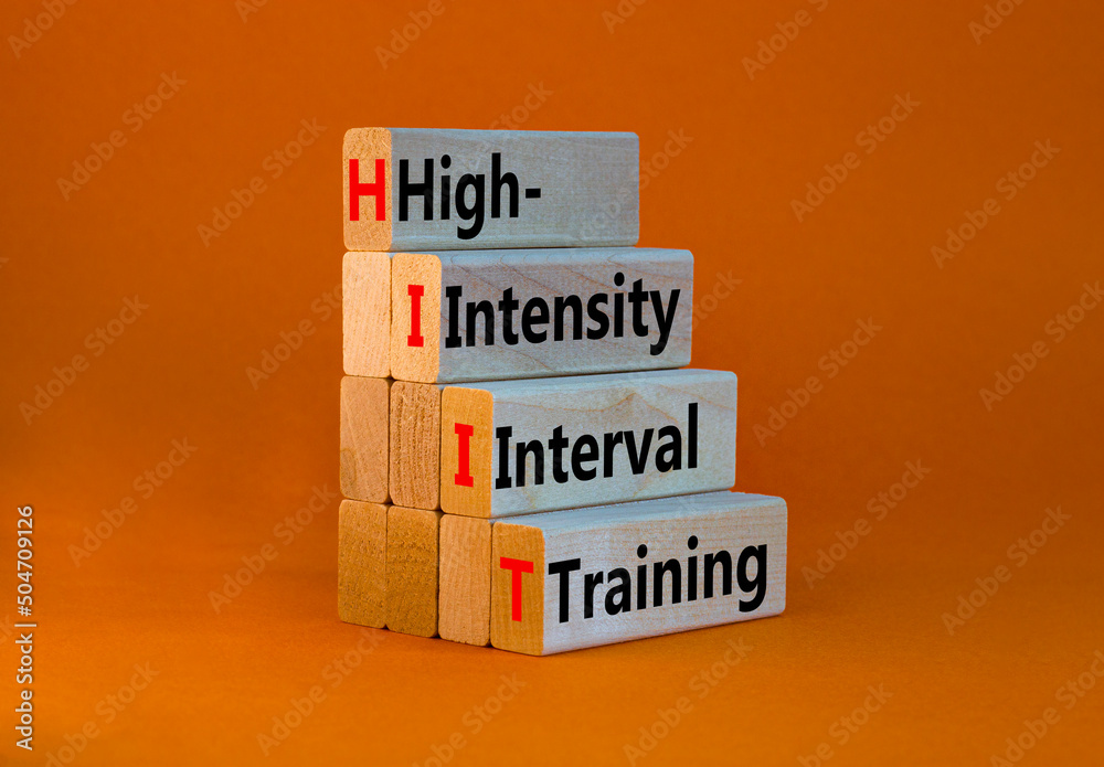 HIIT high-intensity interval training symbol. Concept words HIIT high ...