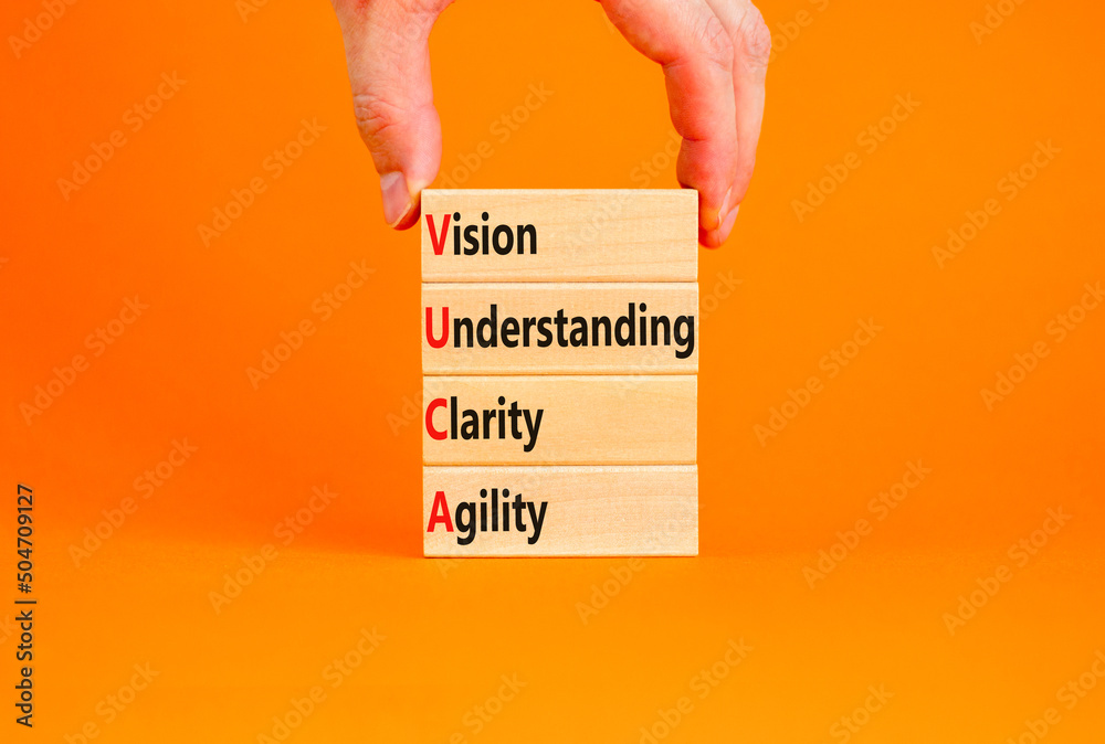 VUCA vision understanding clarity agility symbol. Concept words VUCA ...