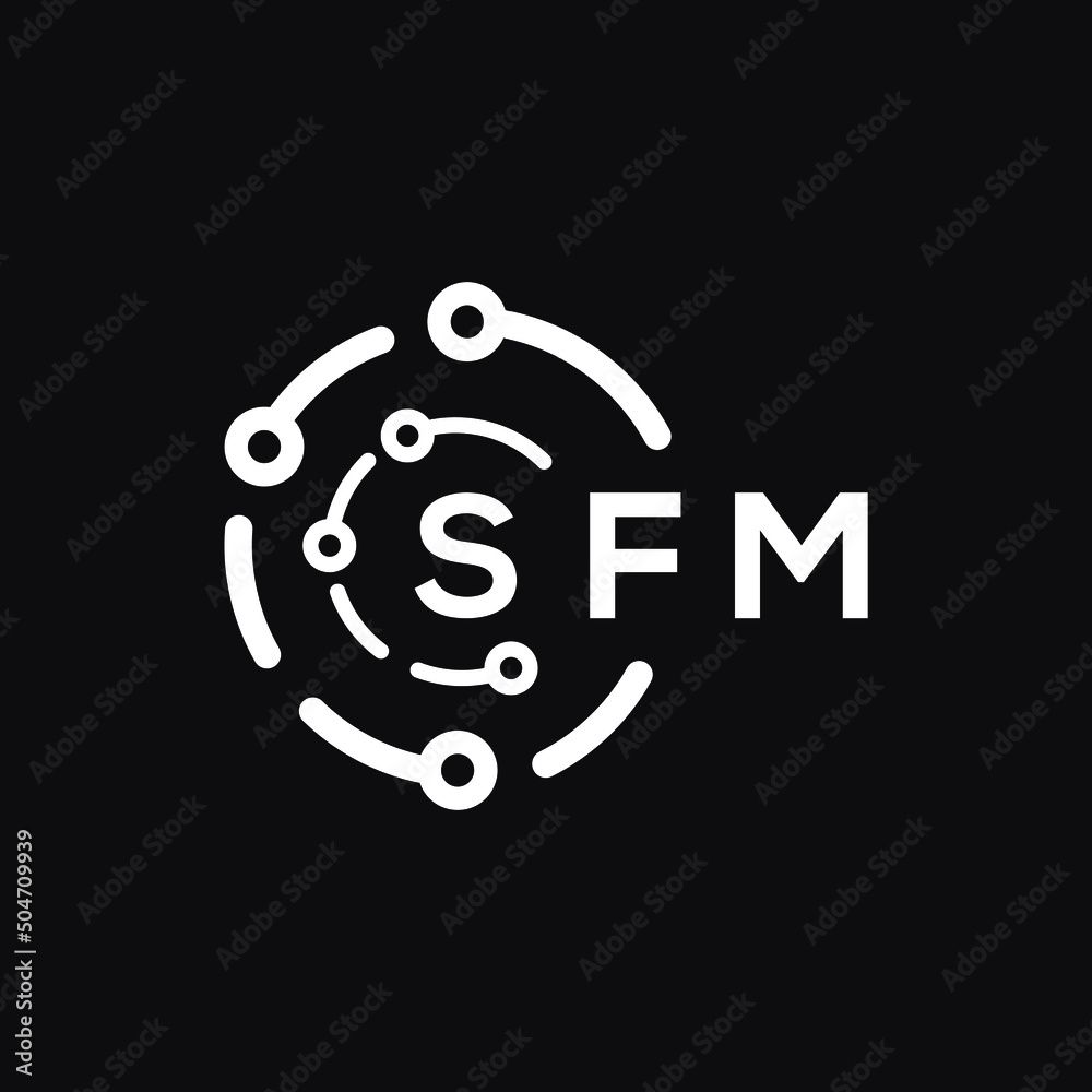 SFM technology letter logo design on black background. SFM creative initials technology letter ...
