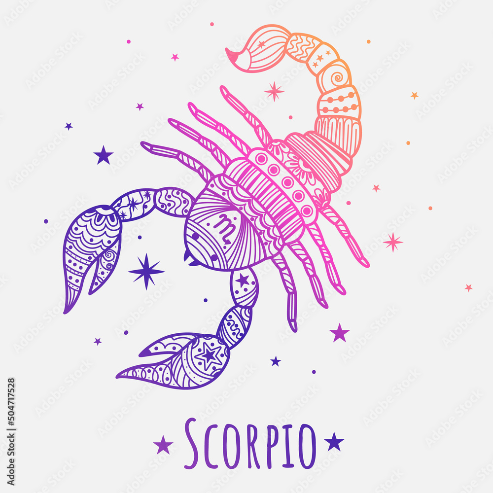 Colorful zodiac sign scorpio. Vector illustration.Line art. Easy to ... Colorful zodiac sign scorpio. Vector illustration.Line art. Easy to ...